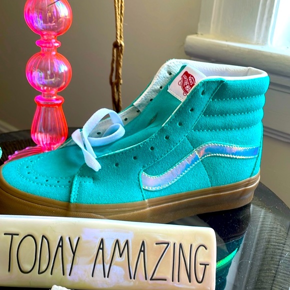 Vans | Shoes | Vans Beautiful Teal Green With Iridescent Strip | Poshmark